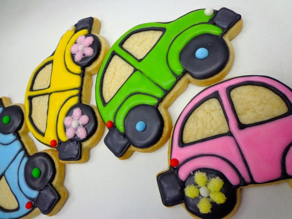 CAR SUGAR COOKIES 12 Decorated Sugar Cookie Favors - Etsy