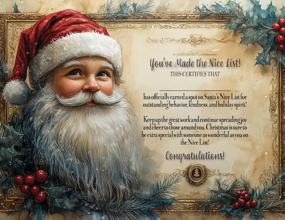 Christmas Elf Certificate Collection – Santa’s Nice List + Behavior ...
