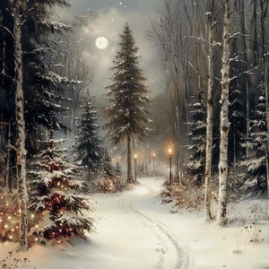 Vintage Christmas Oil Painting Prints: Rustic Holiday Wall Art (digital ...