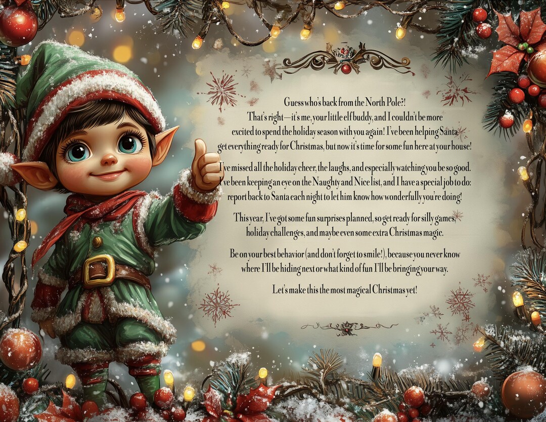 Christmas Elf "i’m Back!" Letter – Fun, Whimsical Holiday Digital ...