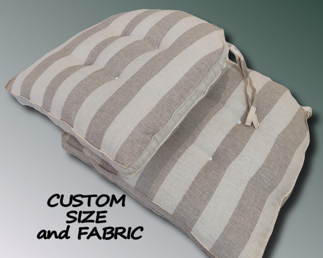 Handmade Linen Chair Cushion - Custom Sizes Available - Custom Bench ...