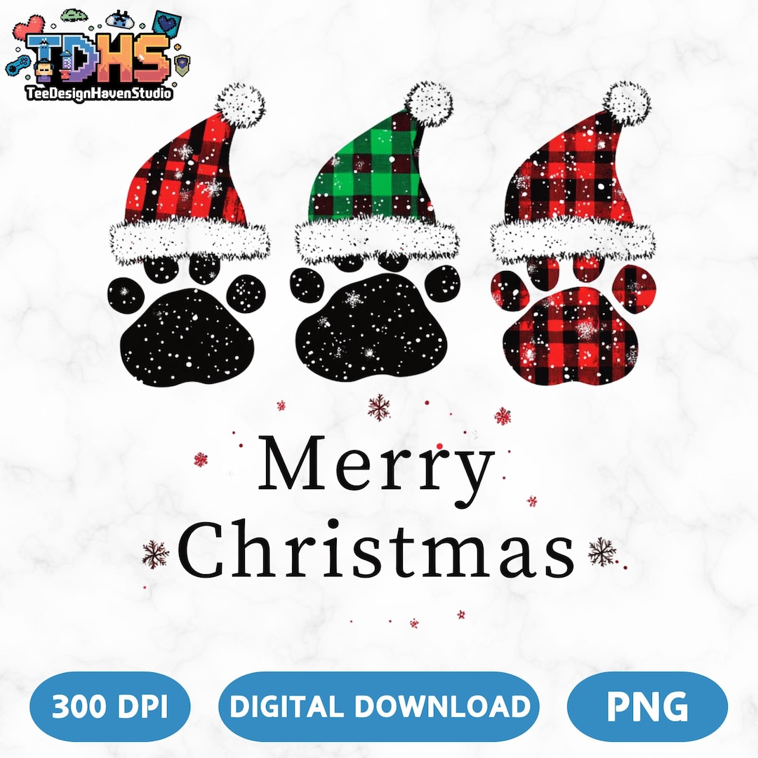 Christmas Paw Png, Paw Print Sublimation Design, Merry Christmas Paw ...