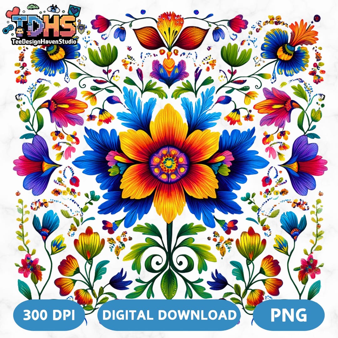 Mexican Floral PNG, Colorful Mexican Pattern, Flowers Background ...