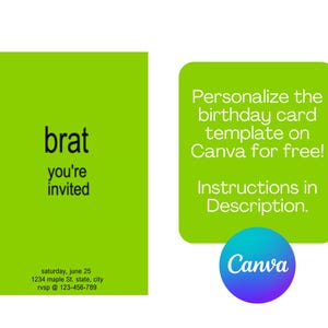 Brat Invitation Green for Baddies Brat Summer Invite Party Birthday - Etsy