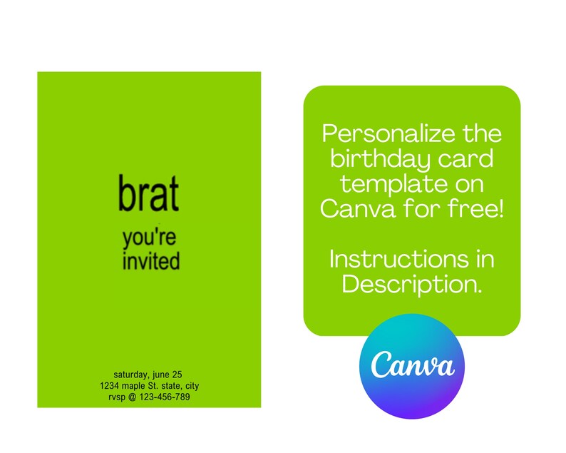 Brat Invitation Green for Baddies Brat Summer Invite Party Birthday - Etsy