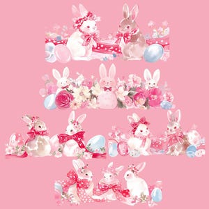Pastel Easter Bunnies Clipart – Watercolor Spring Bunny PNG Files ...