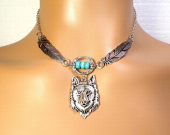 Turquoise Wolf Necklace - Etsy