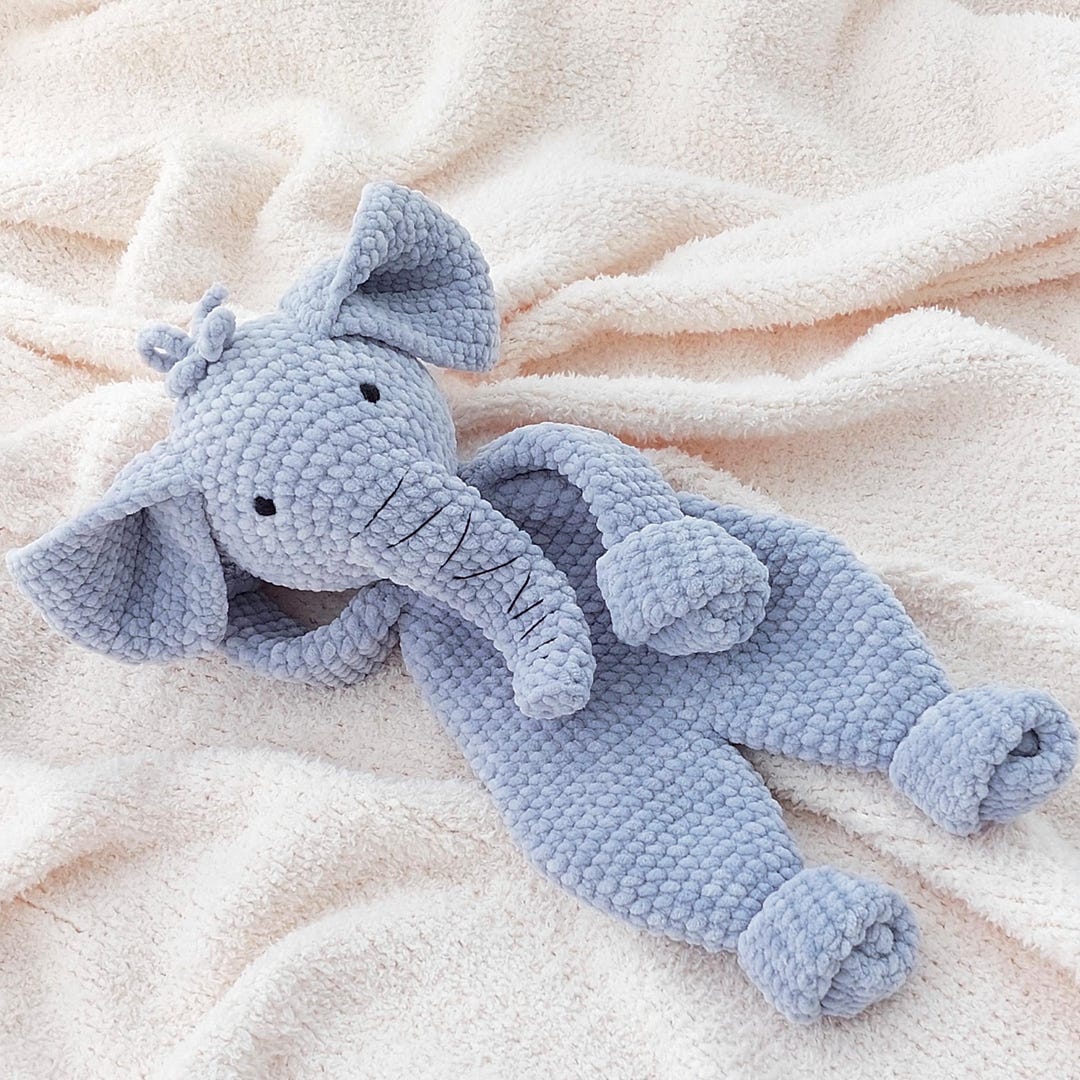 Pattern Crochet Animal, Baby Elephant Comforter, Crochet Snuggler Toys ...