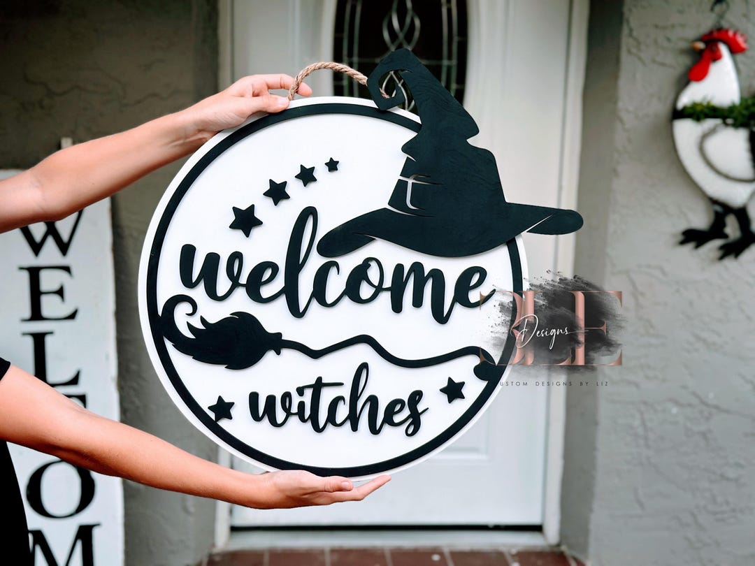 Welcome Witches Door Hanger, Door Sign for Halloween, Funny Halloween ...