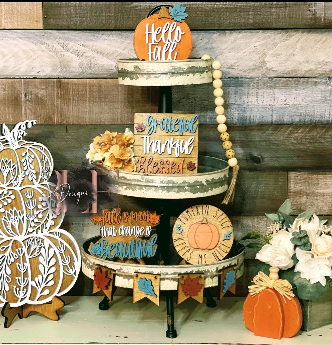 Fall Tier Tray Decorations, Fall Decorations for Tier Tray, Thankful ...