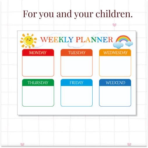 Kids Weekly Planner, Bright Glider, Homeschool Planner, Kids Schedule ...