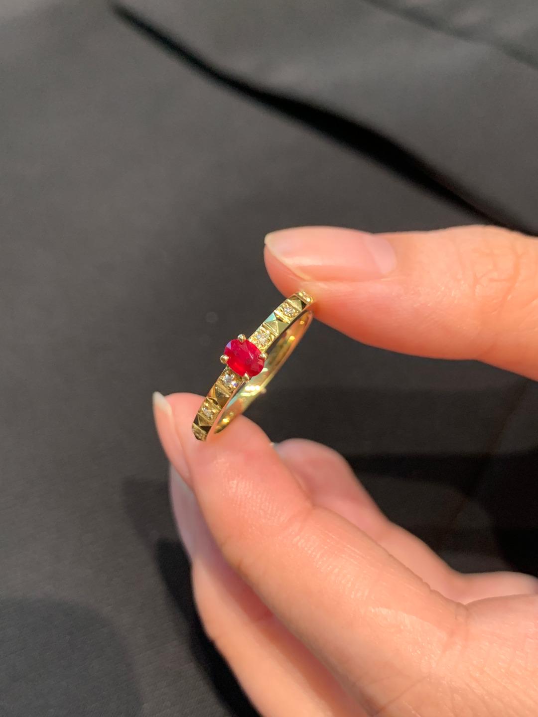 Ruby and Diamond Wedding Band in 18k Gold Stackable Genuine Ruby Ring ...