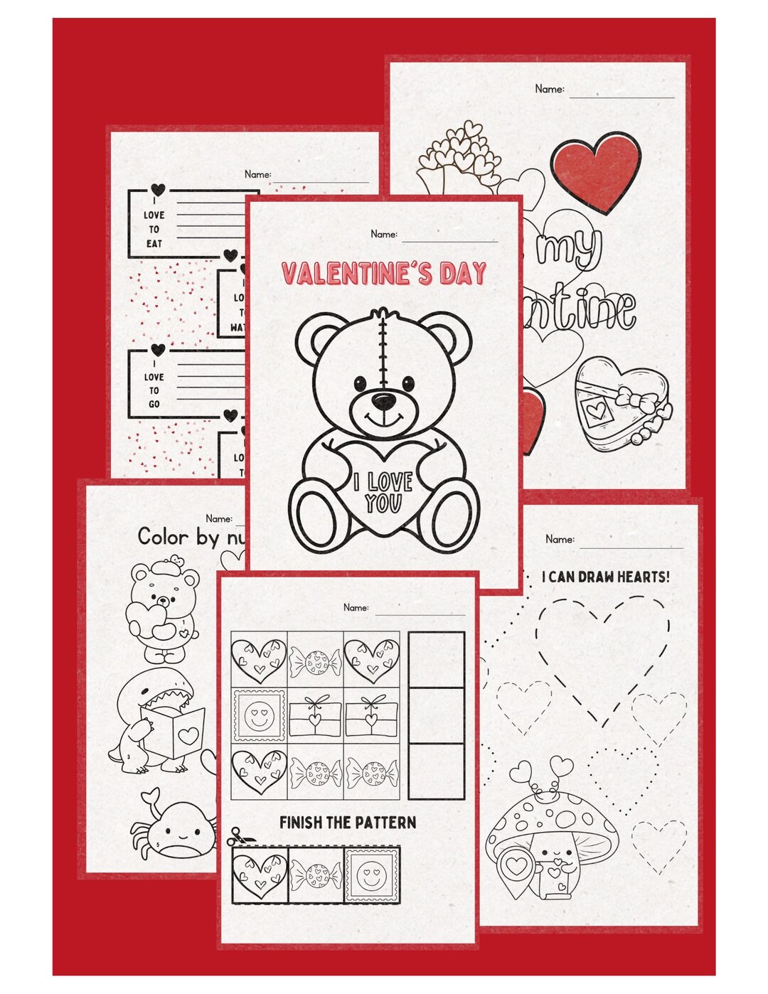 Kids Valentines Day Activity/coloring Printable Sheets - Etsy