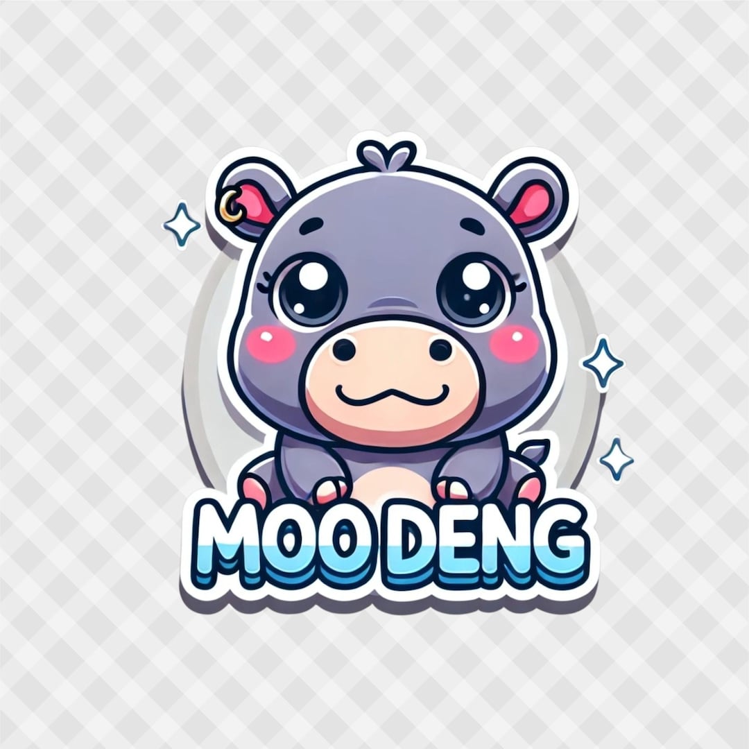 Moo Deng Stickers, Cute Moo Deng Stickers, Baby Hippo Stickers, Animals ...