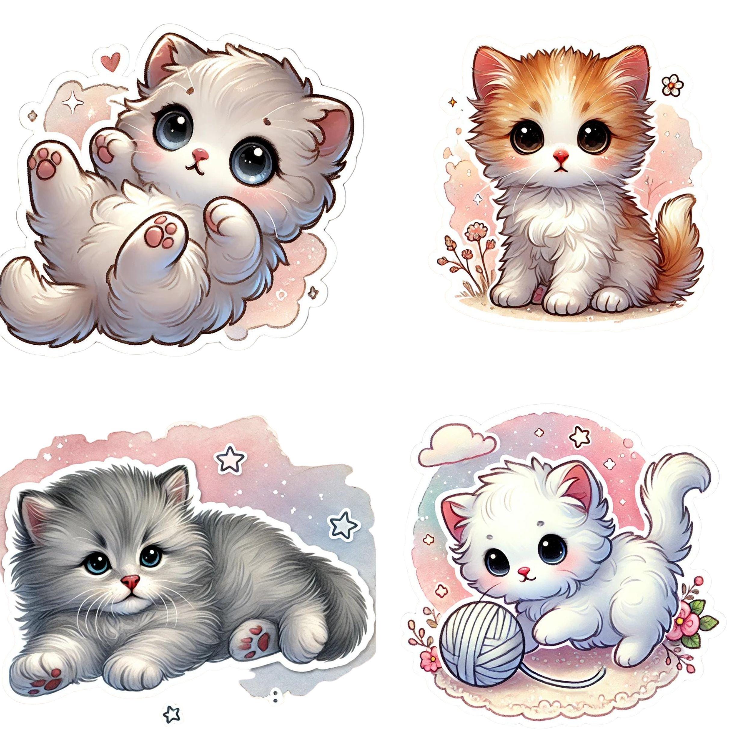 Kitten Stickers Png, Cute Kitten Stickers, Perfect for Crafts and ...