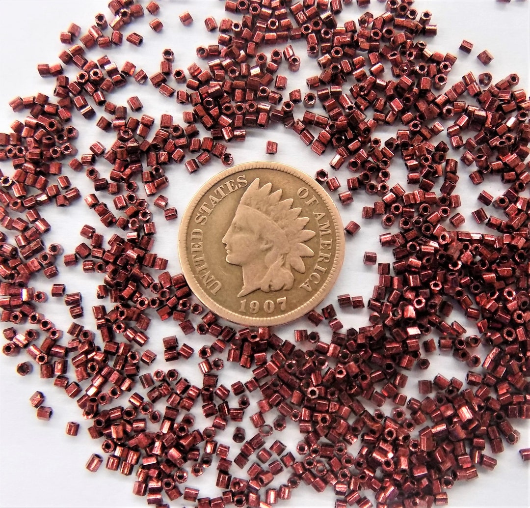 Vintage Raspberry Metallic Color Size 15/0 Hex Beads - for Beadwork ...