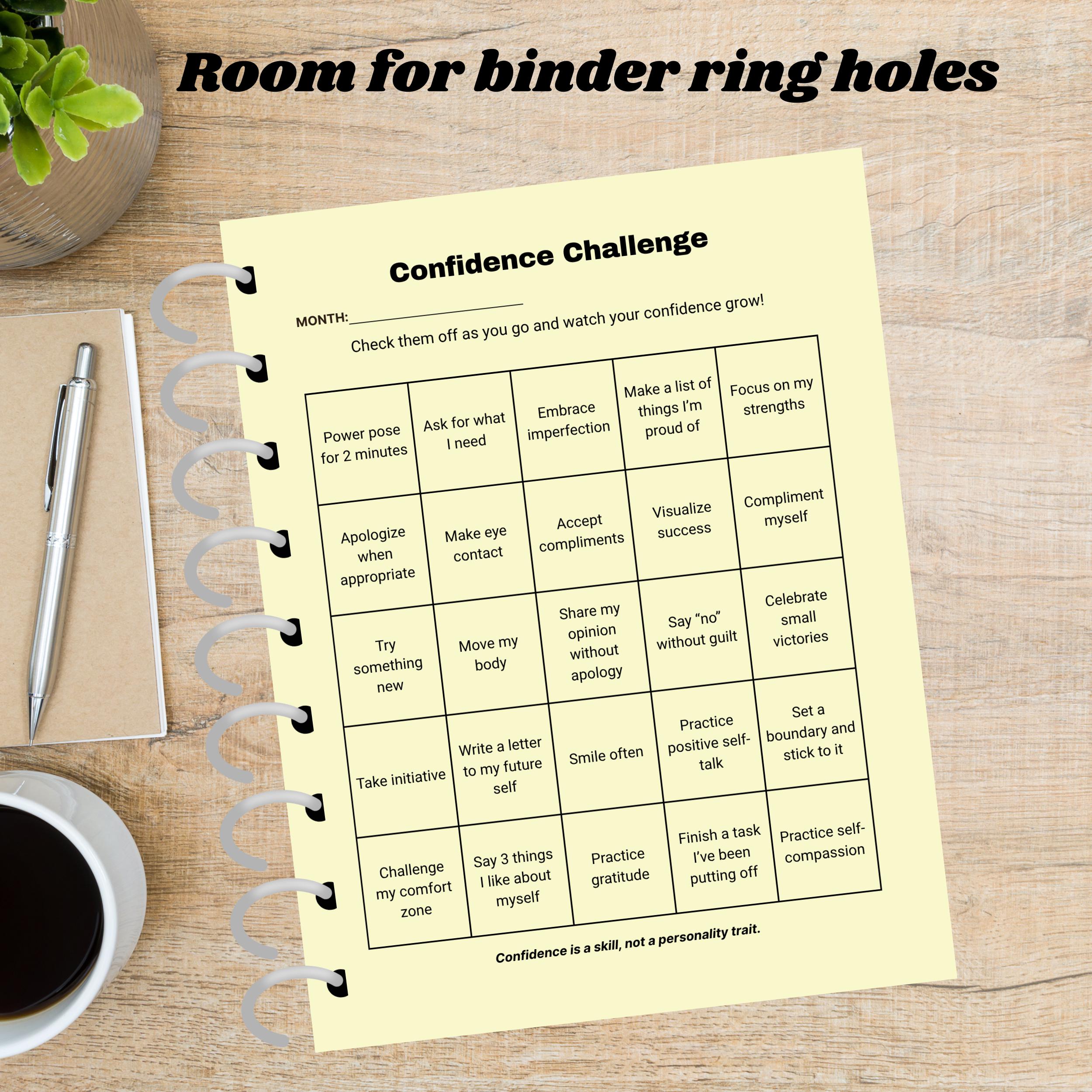 Confidence Challenge Printable Bingo Card – Self Esteem Worksheet ...