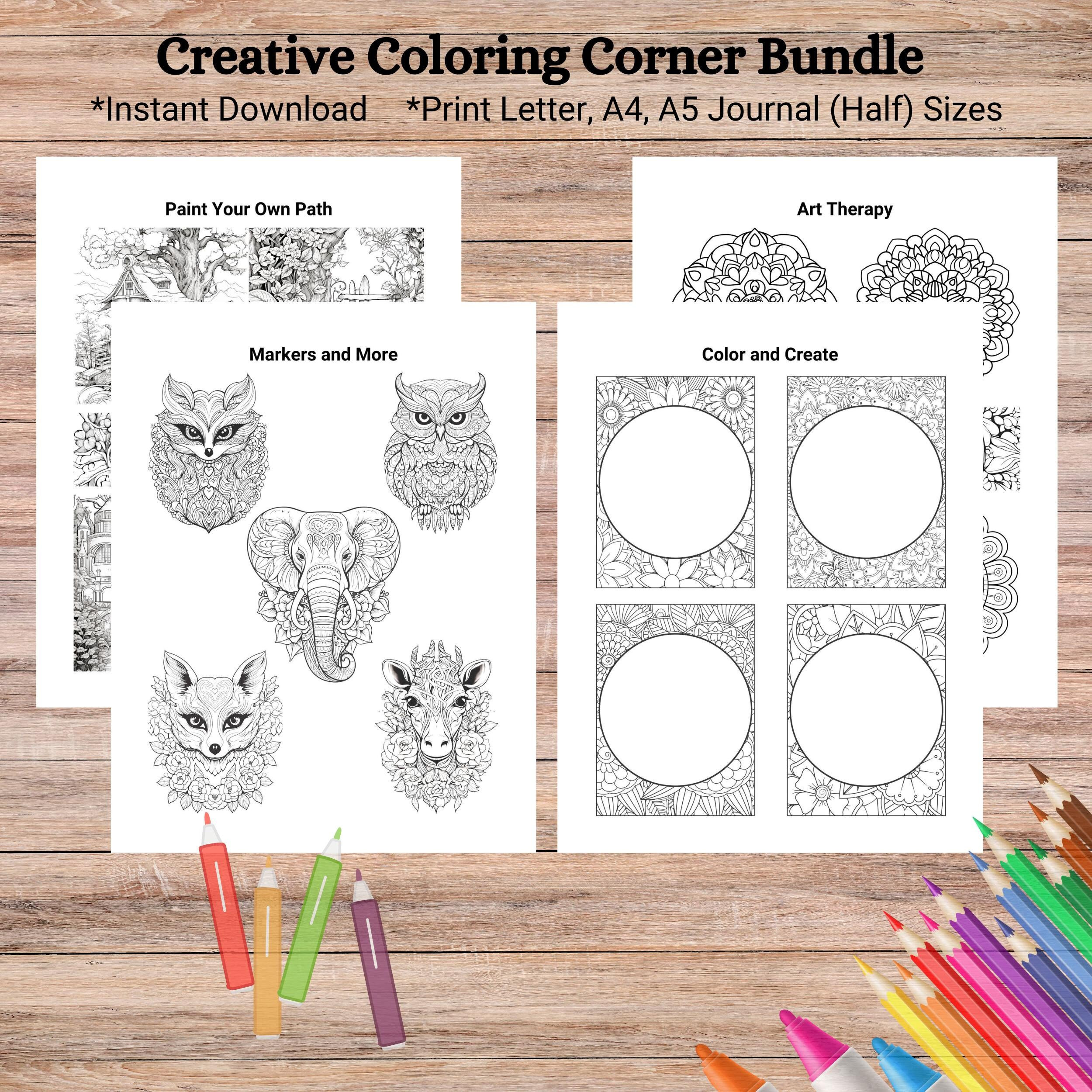 Creative Coloring Pages Bundle: Art Therapy Designs (digital Download ...