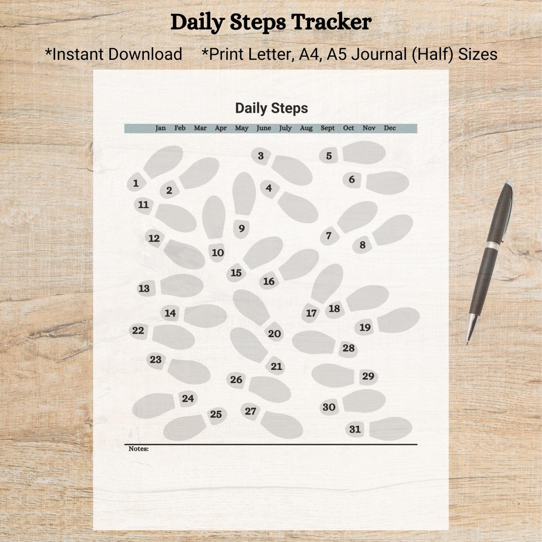 Daily Steps Tracker Printable: Fitness Goal Tracker (digital Download ...