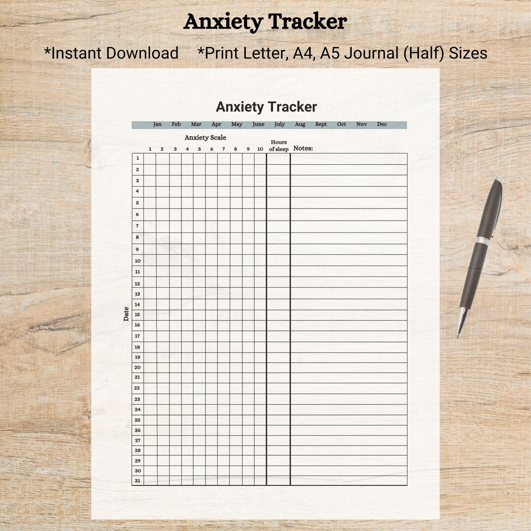 WITH FREE GIFT - Pdf Anxiety Log - Monitor Your Anxiety Levels for the ...