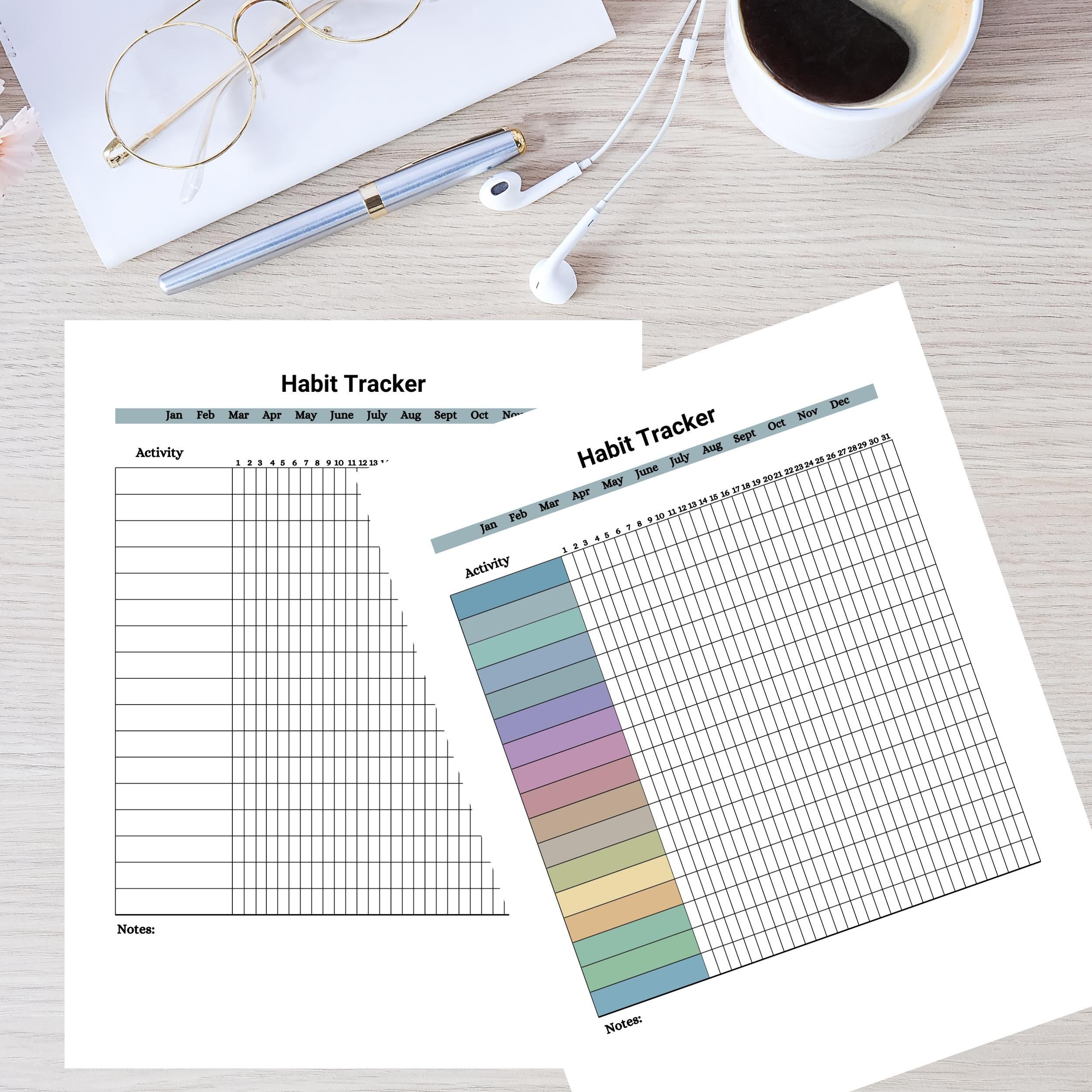 Monthly Habit Tracker Printable: Goal Tracker Worksheet (digital ...