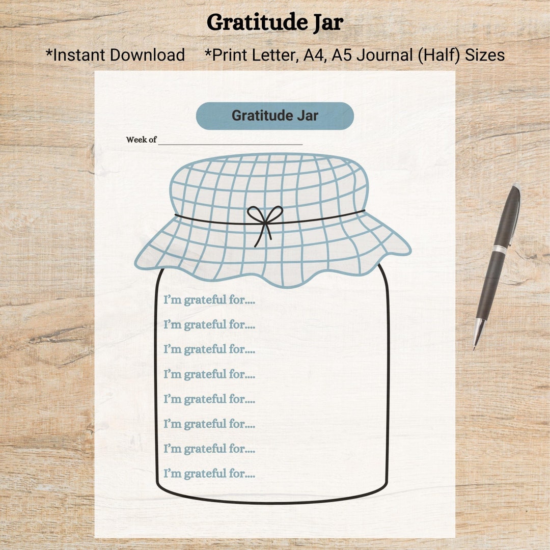 WITH FREE GIFT - Blue Printable Gratitude Jar – Reflect on What Matters ...