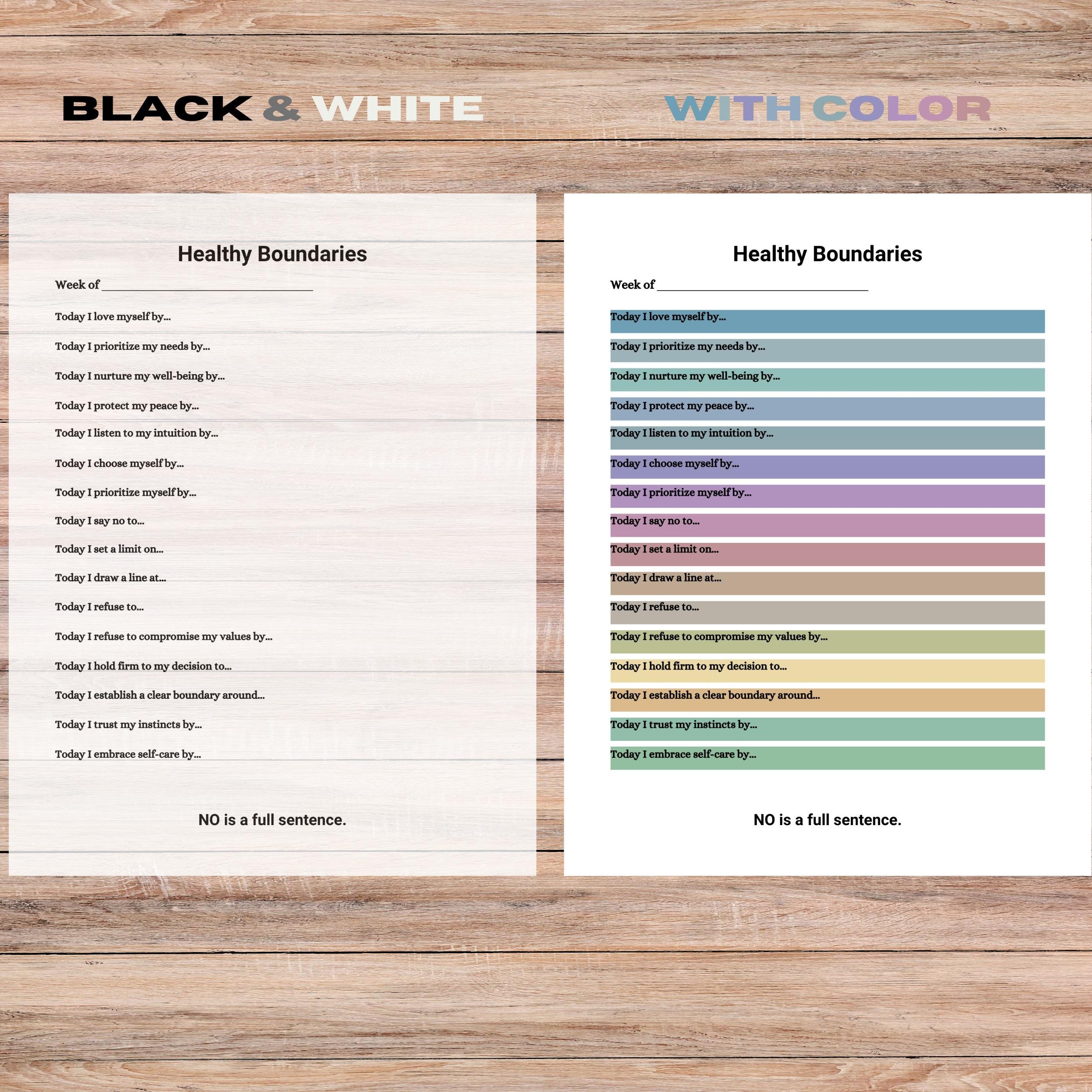 Healthy Boundaries Tracker Printable, Self-care Digital Download ...
