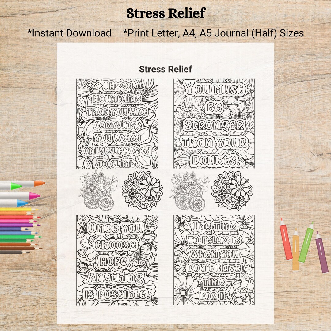Stress Relief Coloring Pages: Inspiring Designs (digital Download) - Etsy
