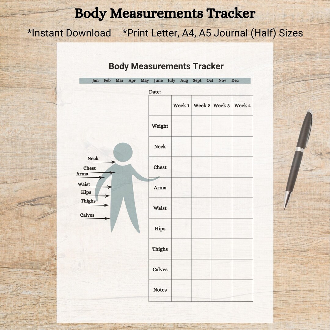 WITH FREE GIFT - Body Measurement Tracker - Unisex - Printable, Logging ...