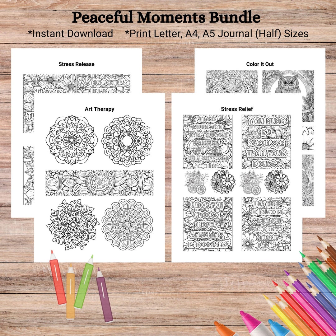 WITH FREE GIFT – Peaceful Moments Coloring Bundle – Printable, Fun ...