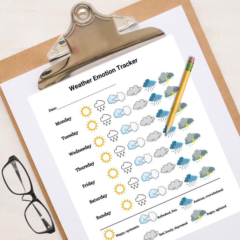 Weather Mood Tracker Printable: Daily Emotion Journal (PDF Download) - Etsy