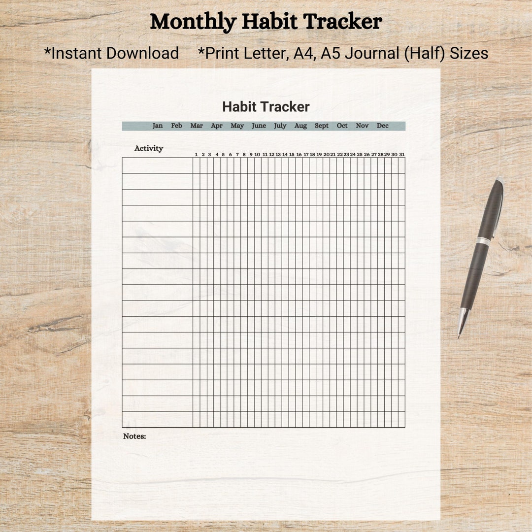 WITH FREE GIFT - Monthly Habit Tracker Sheet – Track Goals, Create ...
