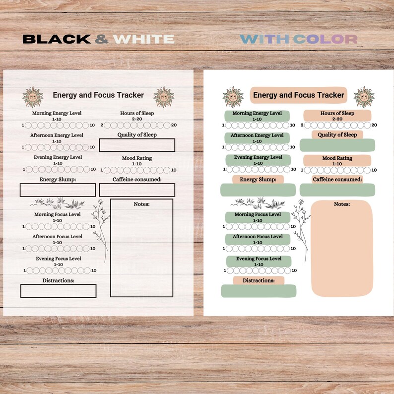 Energy & Focus Tracker PDF: Printable Productivity Log With Gift - Etsy
