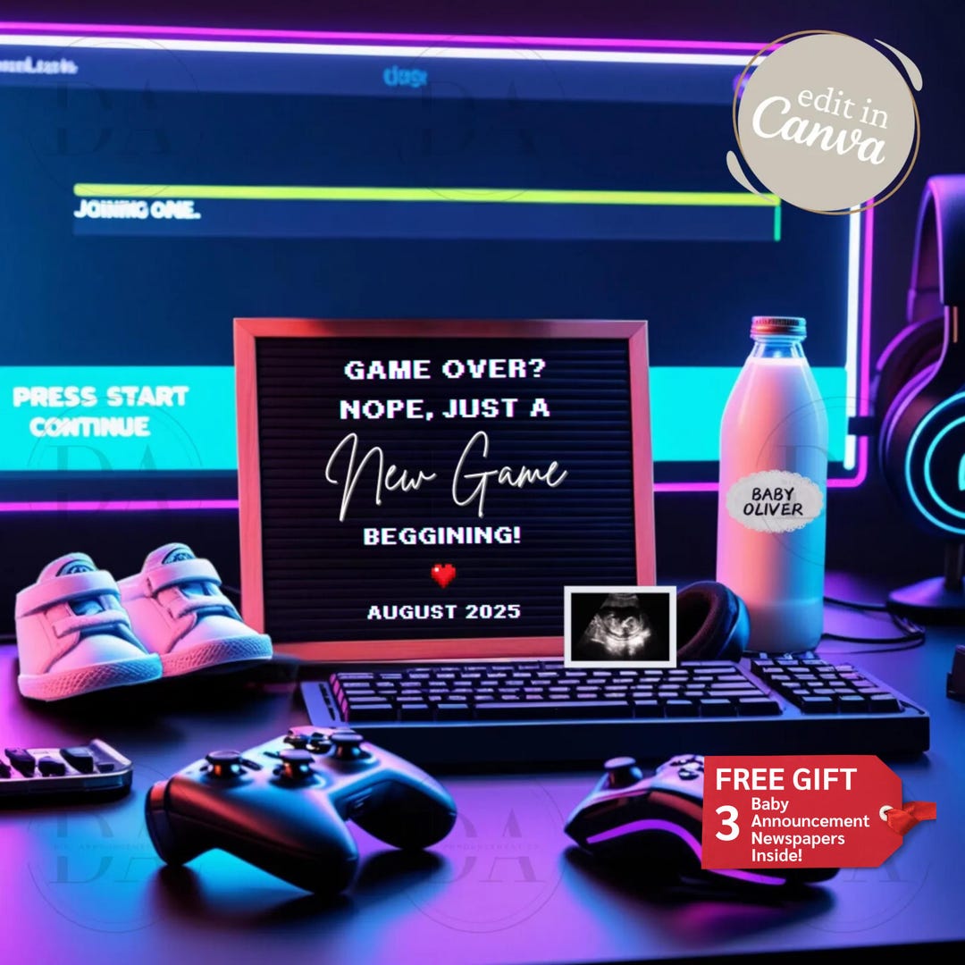 Boy Pregnancy Announcement, Gamer Baby Announcement, Gaming Buddy ...