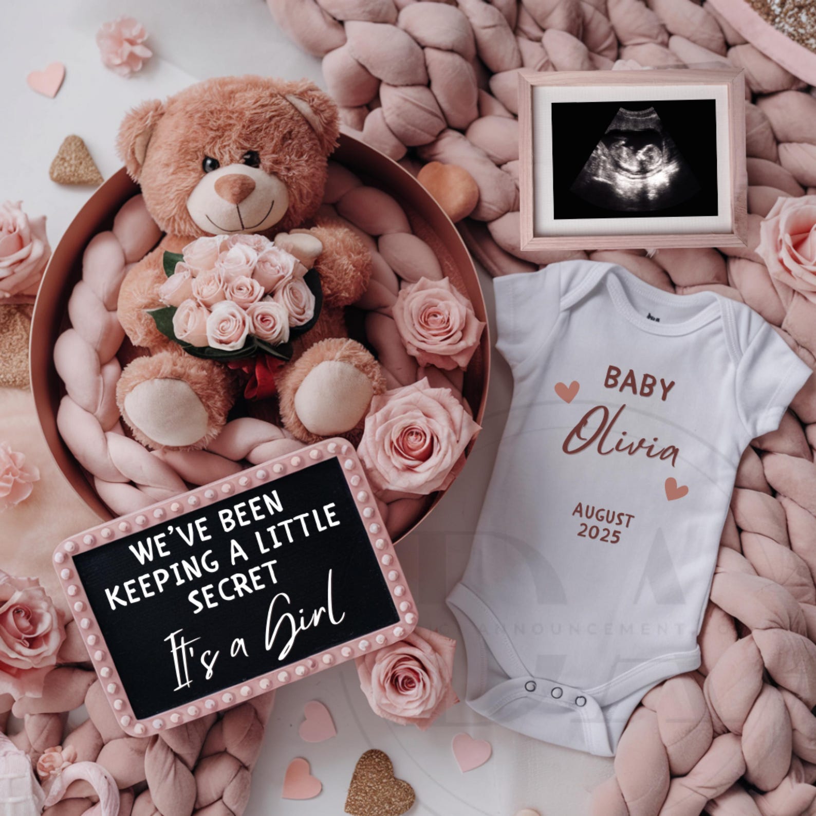 It's a Girl Pregnancy Announcement, Baby Girl Announcement, Gender Baby ...