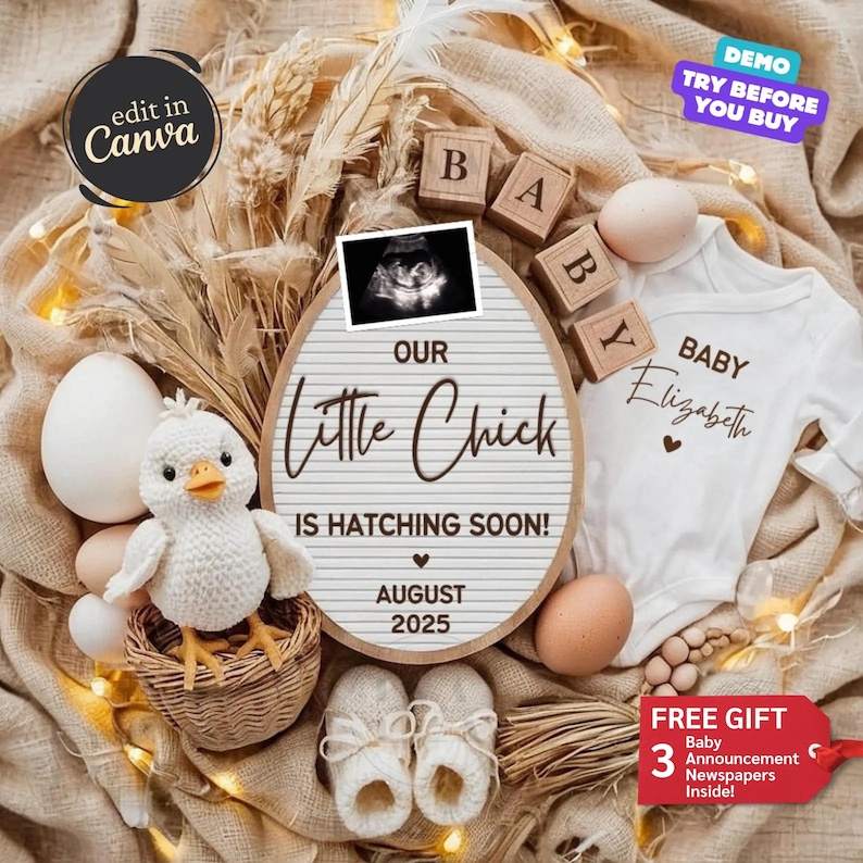 Farm Pregnancy Announcement Digital, Baby Announcement Chicken Theme ...