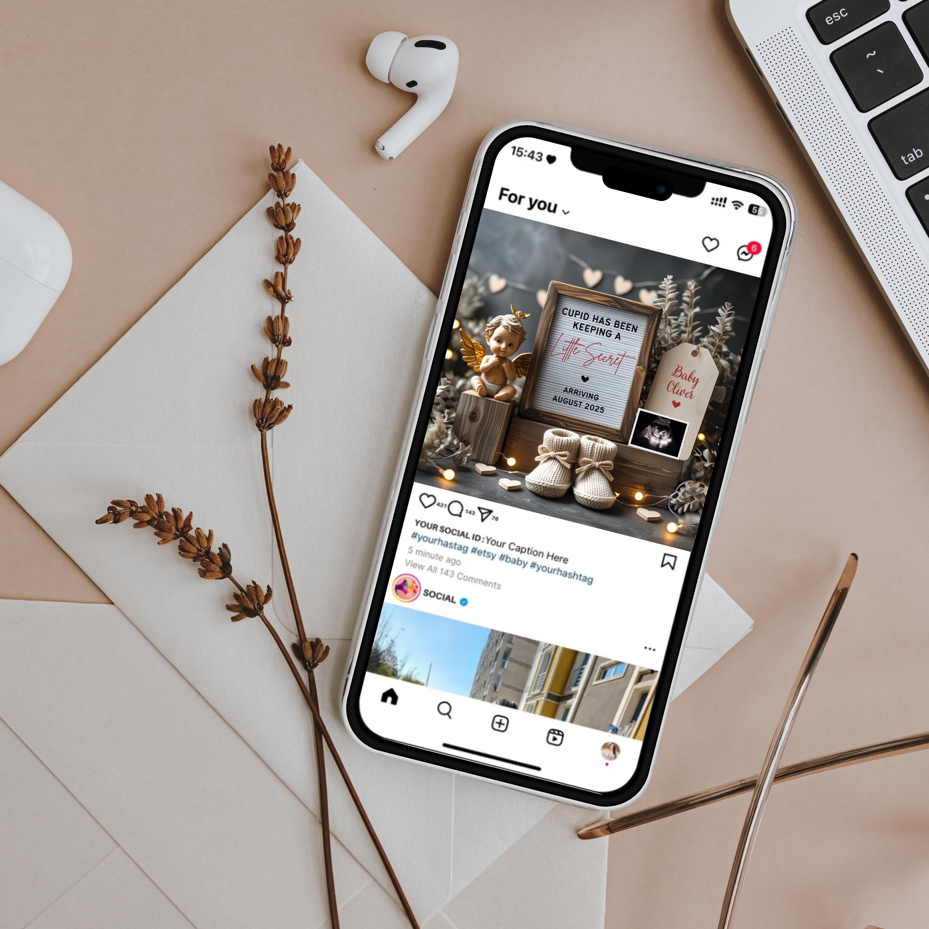 Valentines Day Pregnancy Announcement Digital Baby Announcement ...