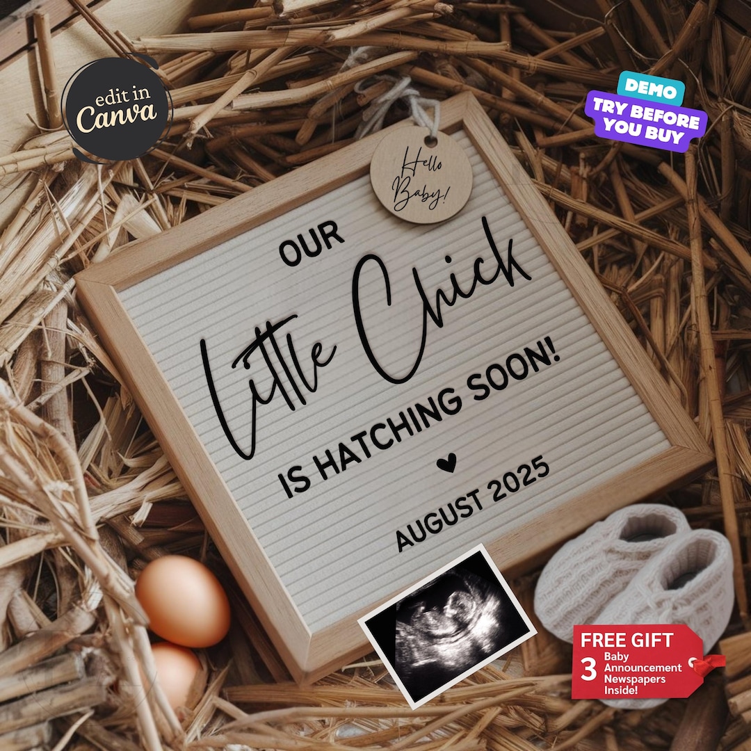 Farm Pregnancy Announcement Digital, Chicken Baby Announcement ...