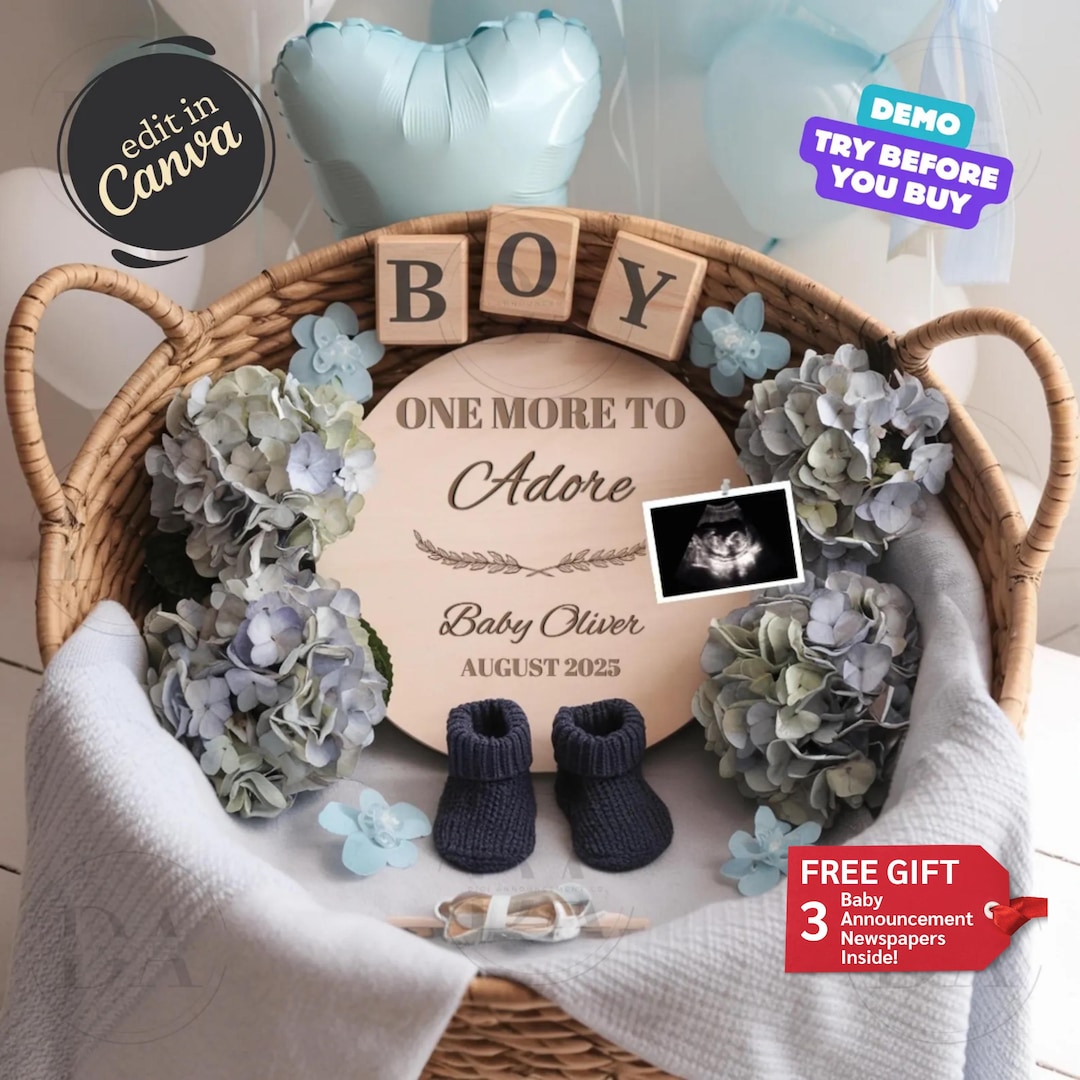 It's a Boy Pregnancy Announcement Gender Reveal, Simple Blue Social ...