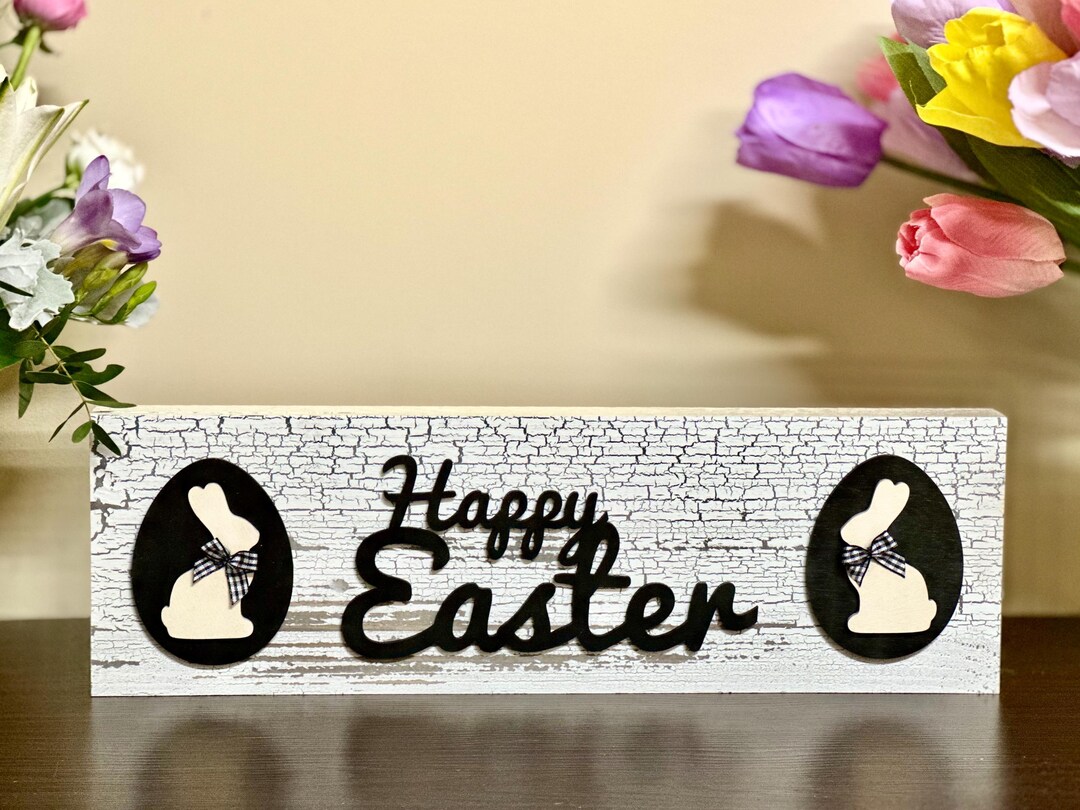 Easter Bunny Black and White Decor Rustic Easter Farmhouse Decor Handmade Easter Decor - Etsy