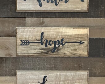 Faith Hope Love Sign Display Home Decor Rustic Style Wood Sign ...