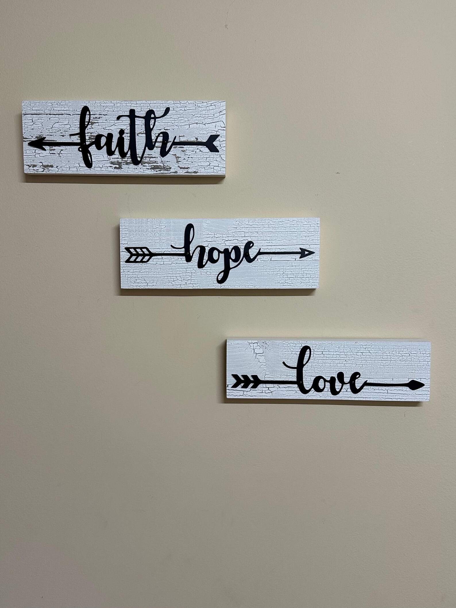 Rustic Display Sign Faith Hope Love Message Shelf Mantel Art Home Decor ...
