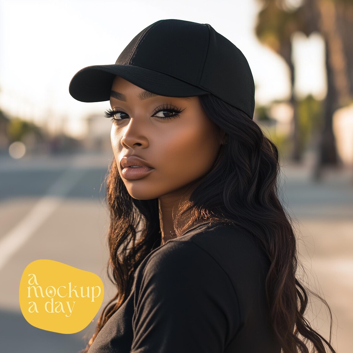 Baseball Hat Mockup Black Modeling Mockup Female Model Mockup Trendy ...