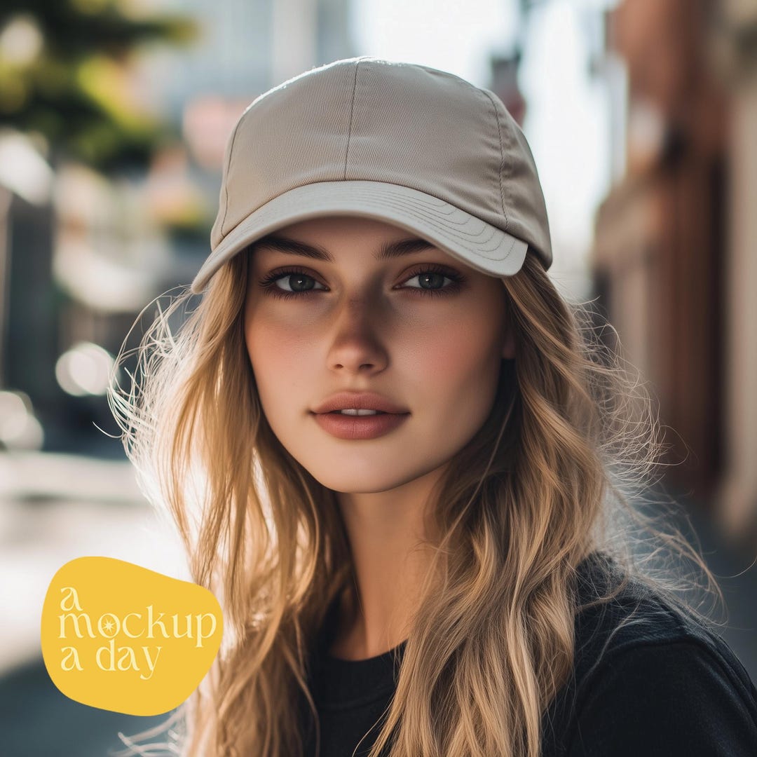 Sand Baseball Cap Mockup | Female Model, High-resolution (digital ...