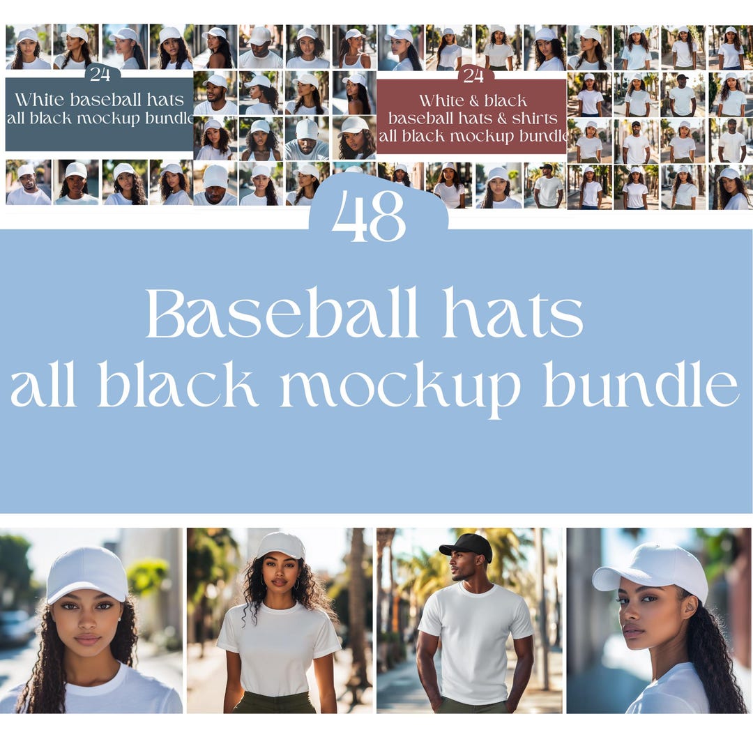 Baseball Hat Mockup Bundle | Black Models, Diverse Caps (digital ...