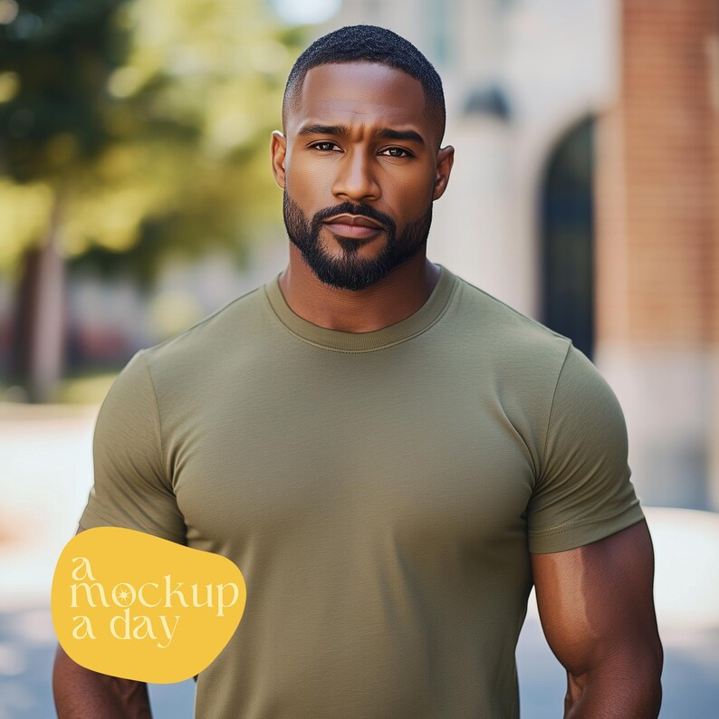 Bella Canvas Black Male Model Mockup | Black Modeling Mockup ...
