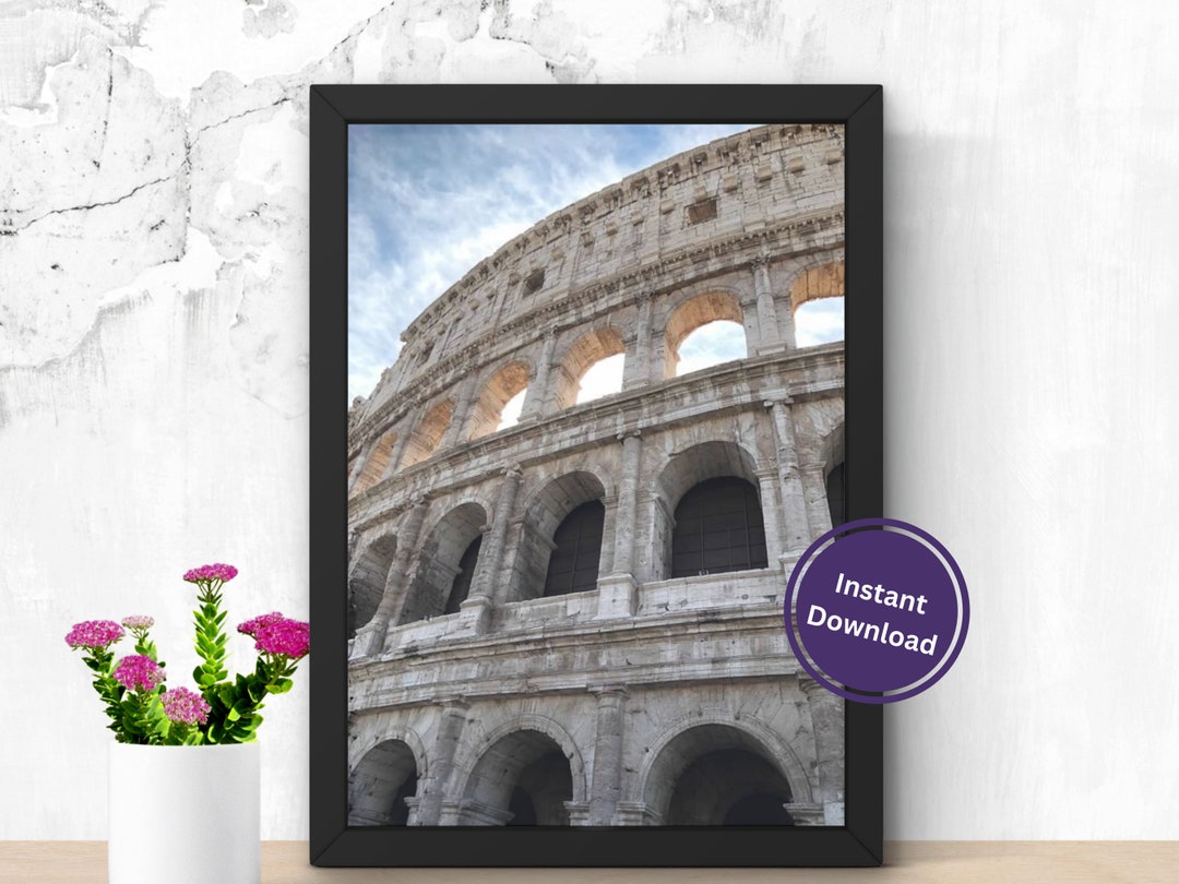 Colosseum Print Color, Colosseum Wall Art, Italy Travel Poster ...