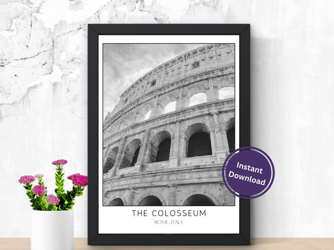 Colosseum Poster Black and White, Colosseum Wall Art, Rome Wall Art ...