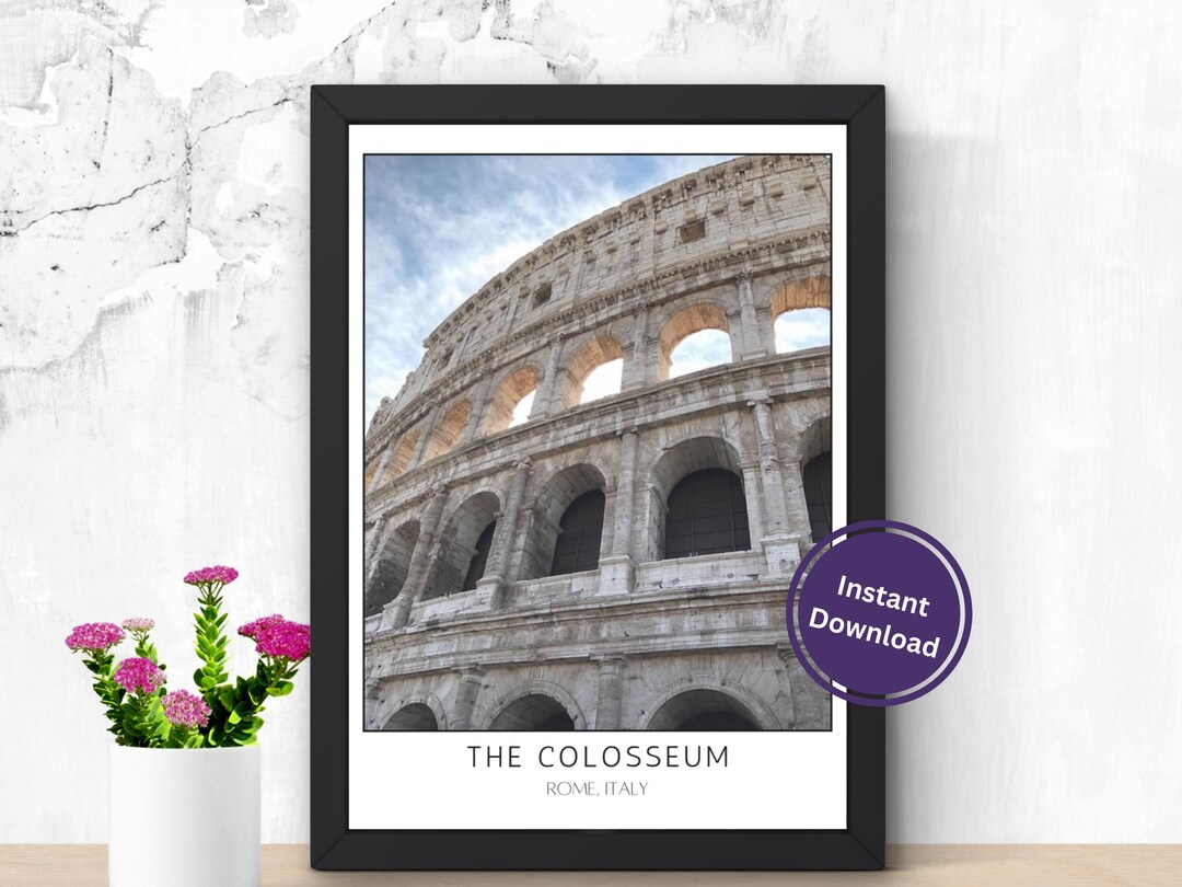 Colosseum Poster Color, Colosseum Wall Art, Rome Wall Art, Italy Travel ...