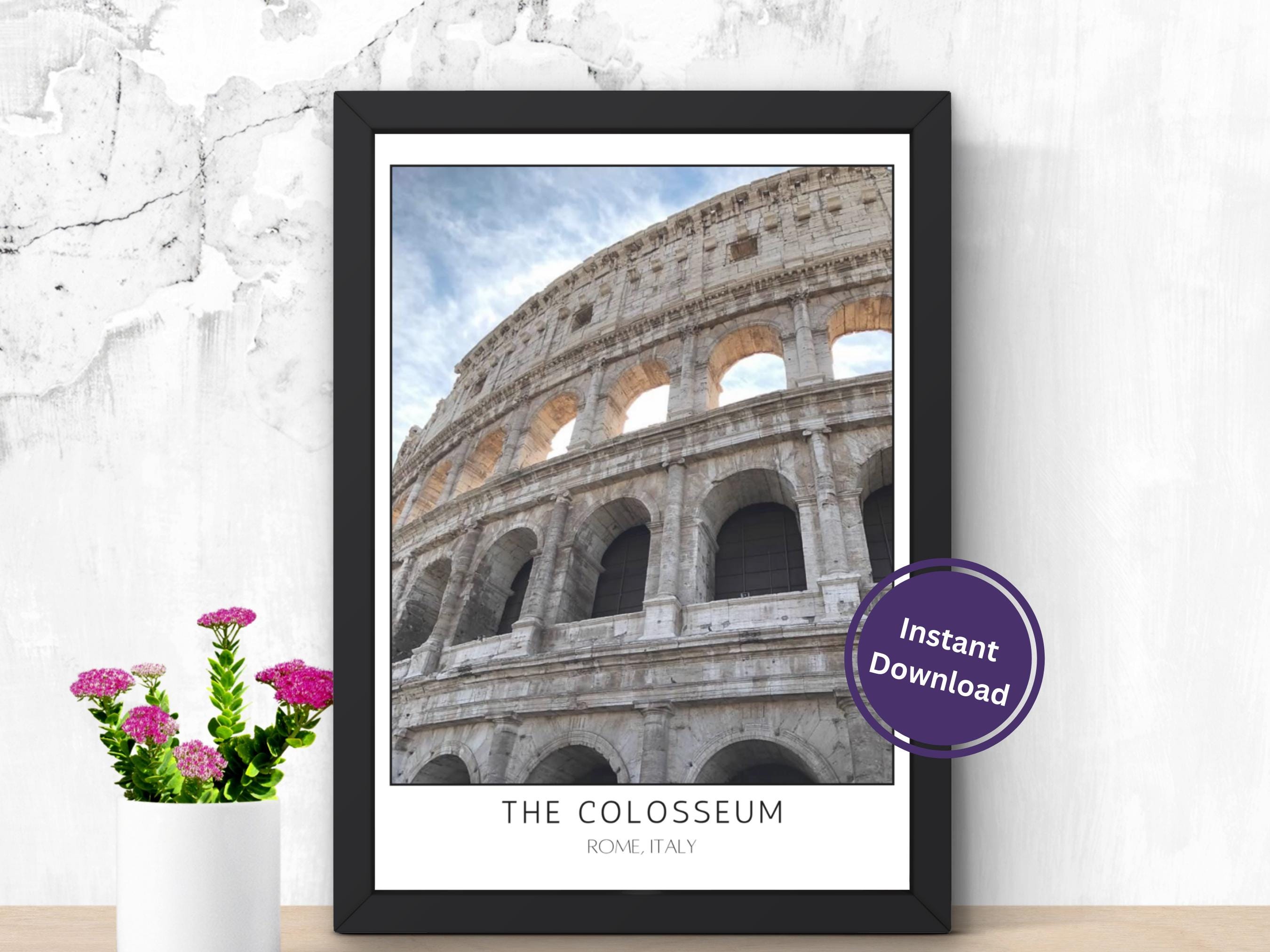 Colosseum Poster Color, Colosseum Wall Art, Rome Wall Art, Italy Travel ...